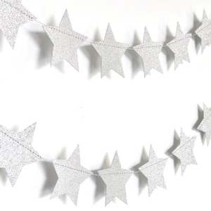 Silver Twinkle Twinkle Little Star, Paper Garland, Birthday Party Decor ...