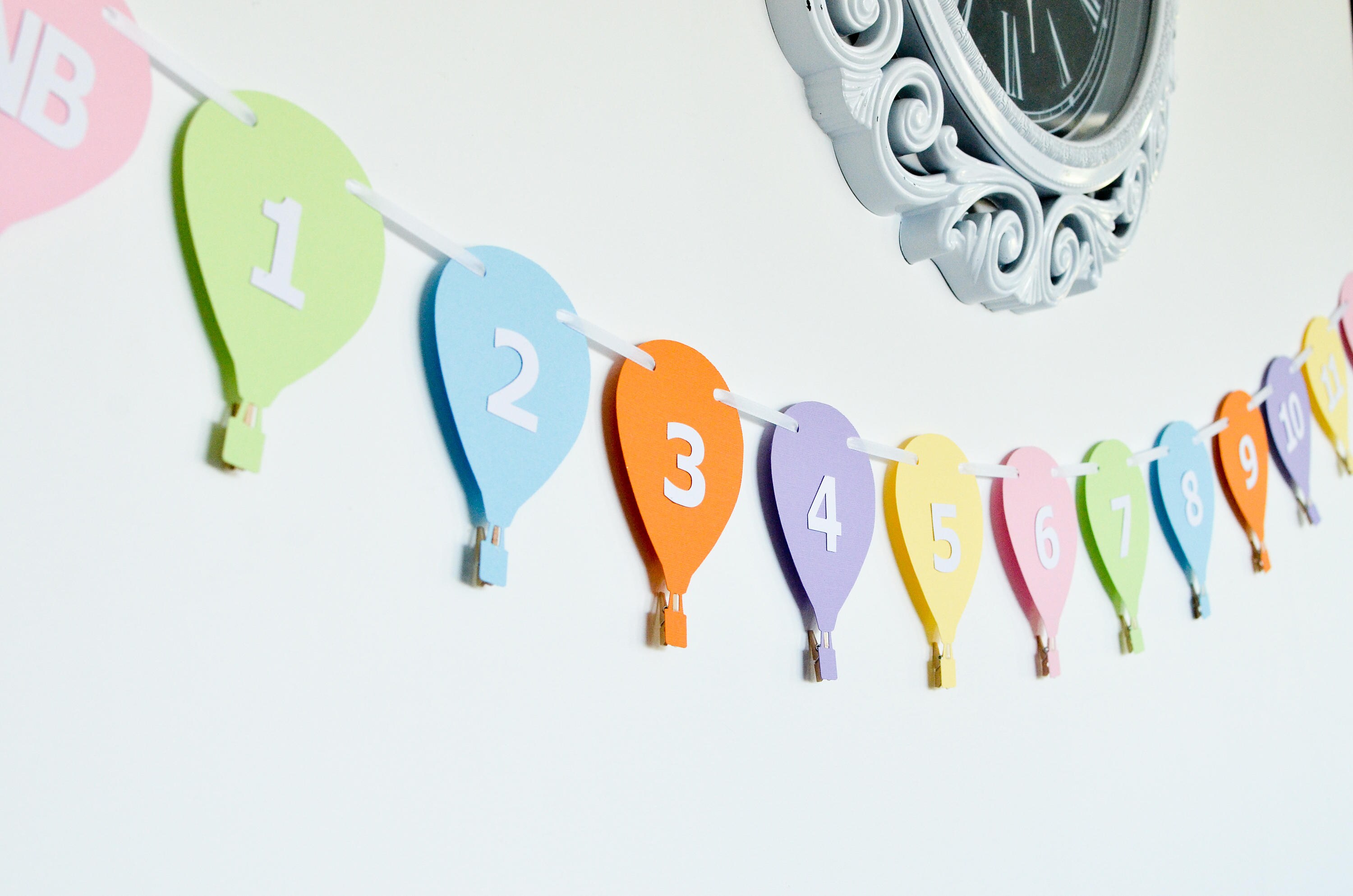 Pastel Hot Air Balloon Milestone Monthly Photo Banner First - Etsy