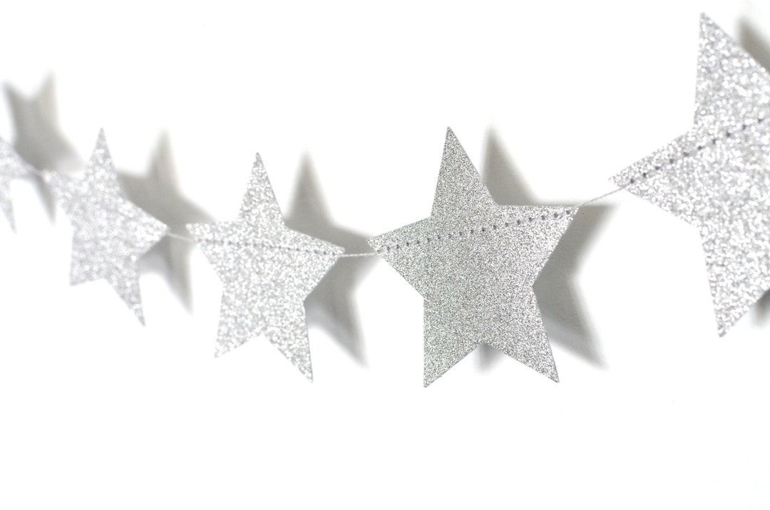 Silver Twinkle Twinkle Little Star, Paper Garland, Birthday Party Decor ...