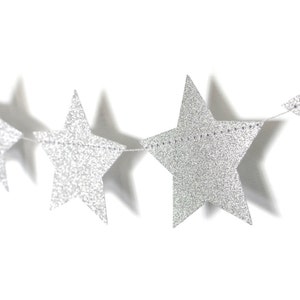 Silver Twinkle Twinkle Little Star, Paper Garland, Birthday Party Decor ...