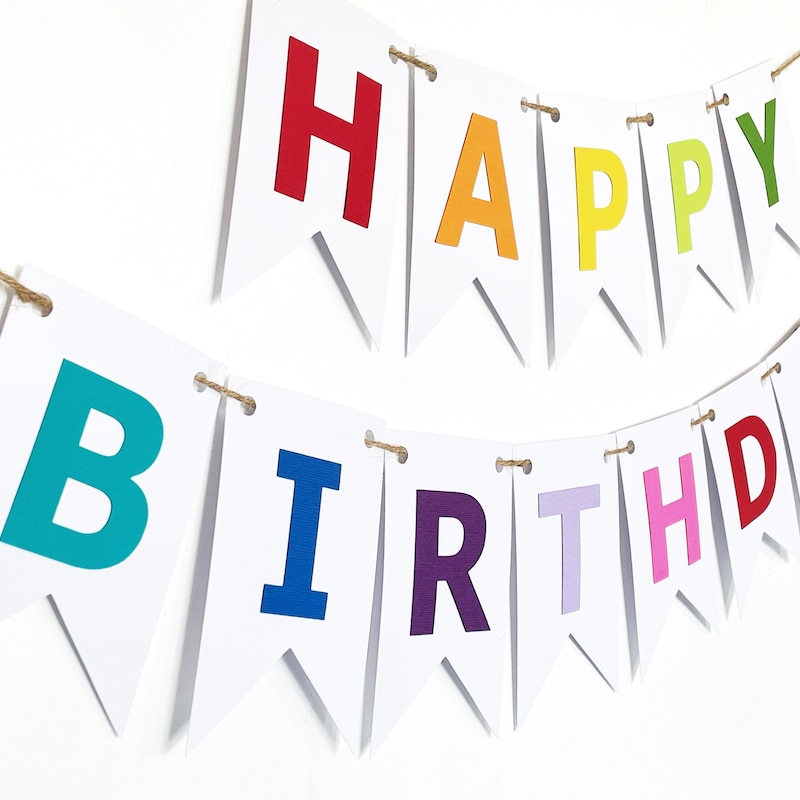 Rainbow Birthday Banner - Etsy