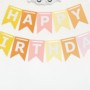 HAPPY BIRTHDAY Banner, Yellow Coral Orange Pink, Birthday Party Decor ...