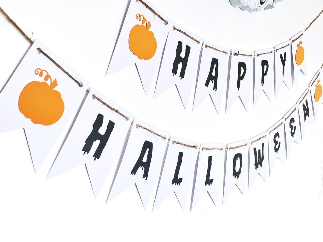 HAPPY HALLOWEEN Banner, Black and White, Spooky Banner, Party Decor ...