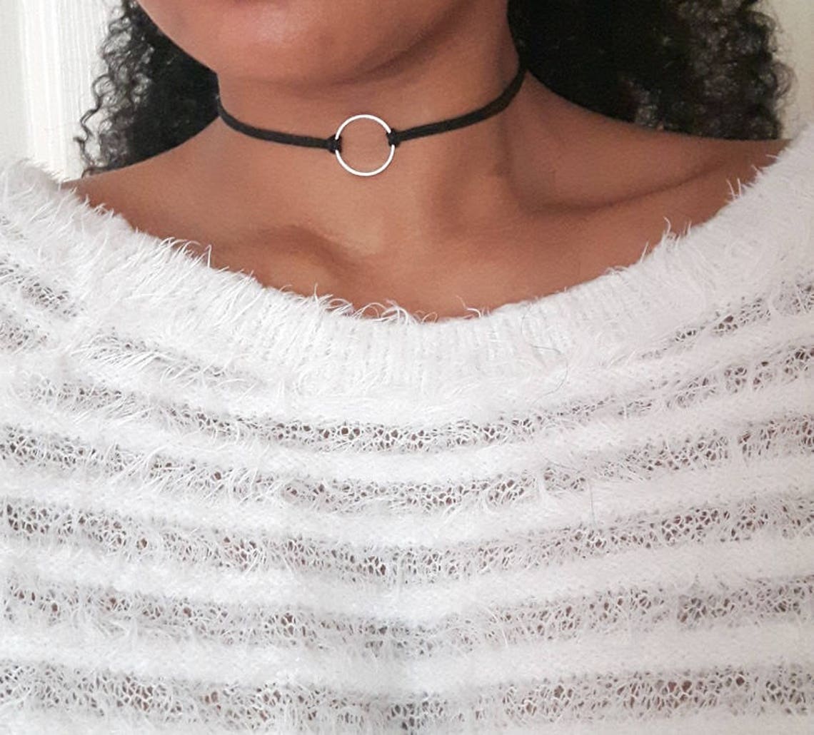 Circle Choker O Choker Boho Choker Black Cord Choker - Etsy