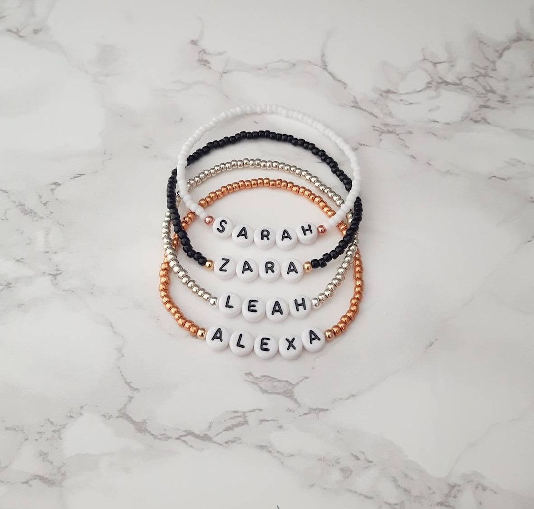 Name Bracelet, Initial Bracelet, Custom Name Bracelet, Name Bead ...