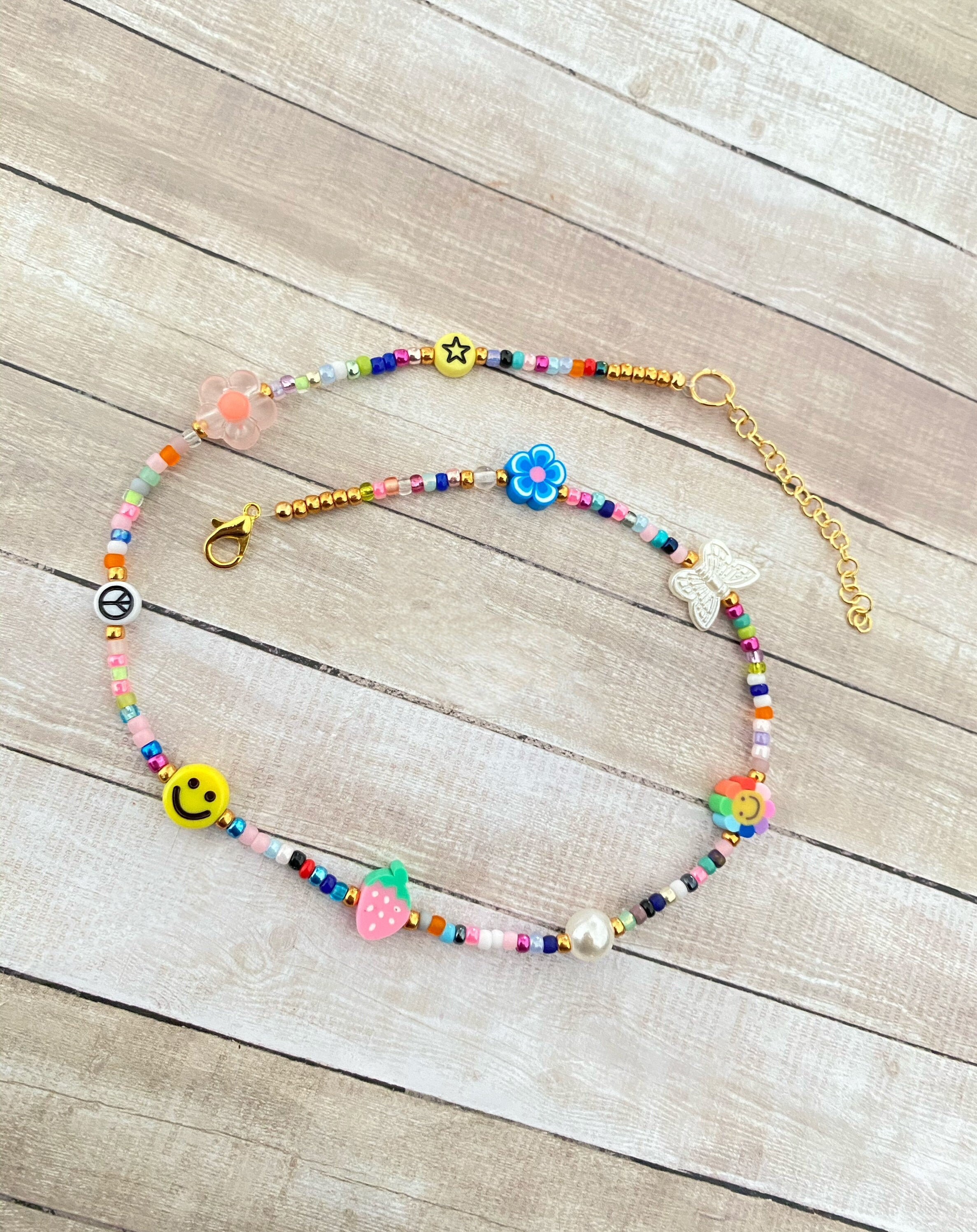 Rainbow Beaded Choker Rainbow Bead Choker Stretch Bead - Etsy