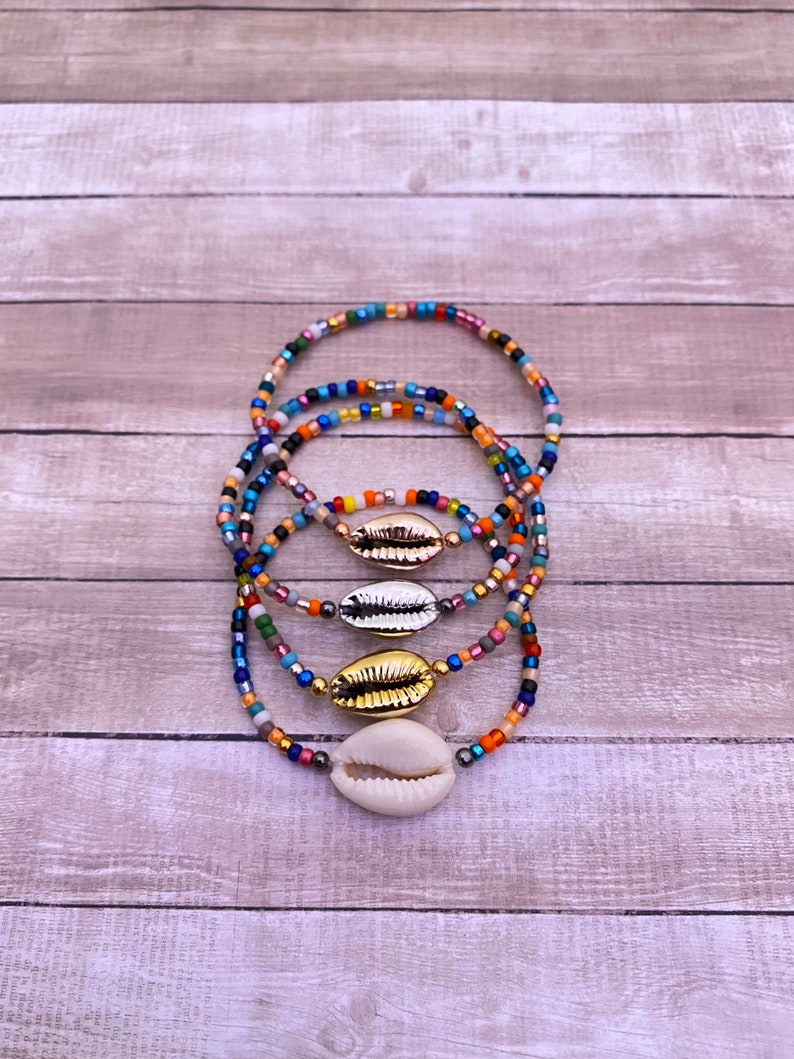 Cowrie Shell Bracelet Cowrie Shell Jewelry Rainbow Beaded | Etsy