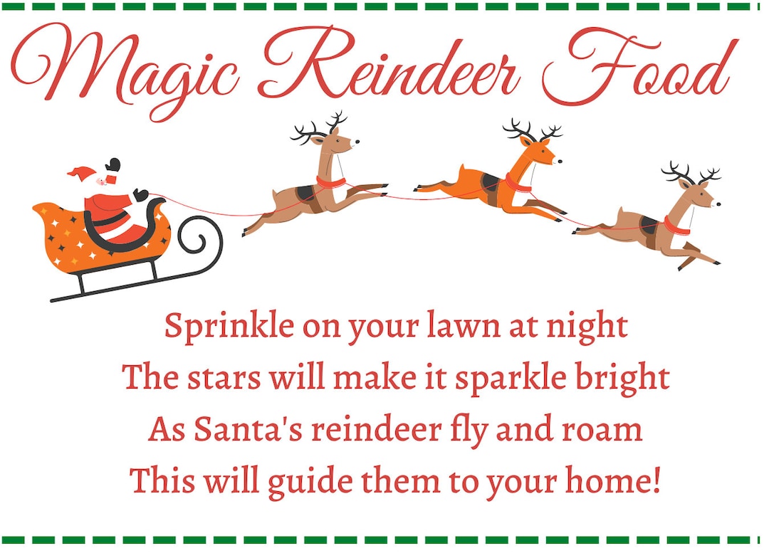 INSTANT DOWNLOAD, Reindeer Food Letter, Reindeer Food Tag - Etsy