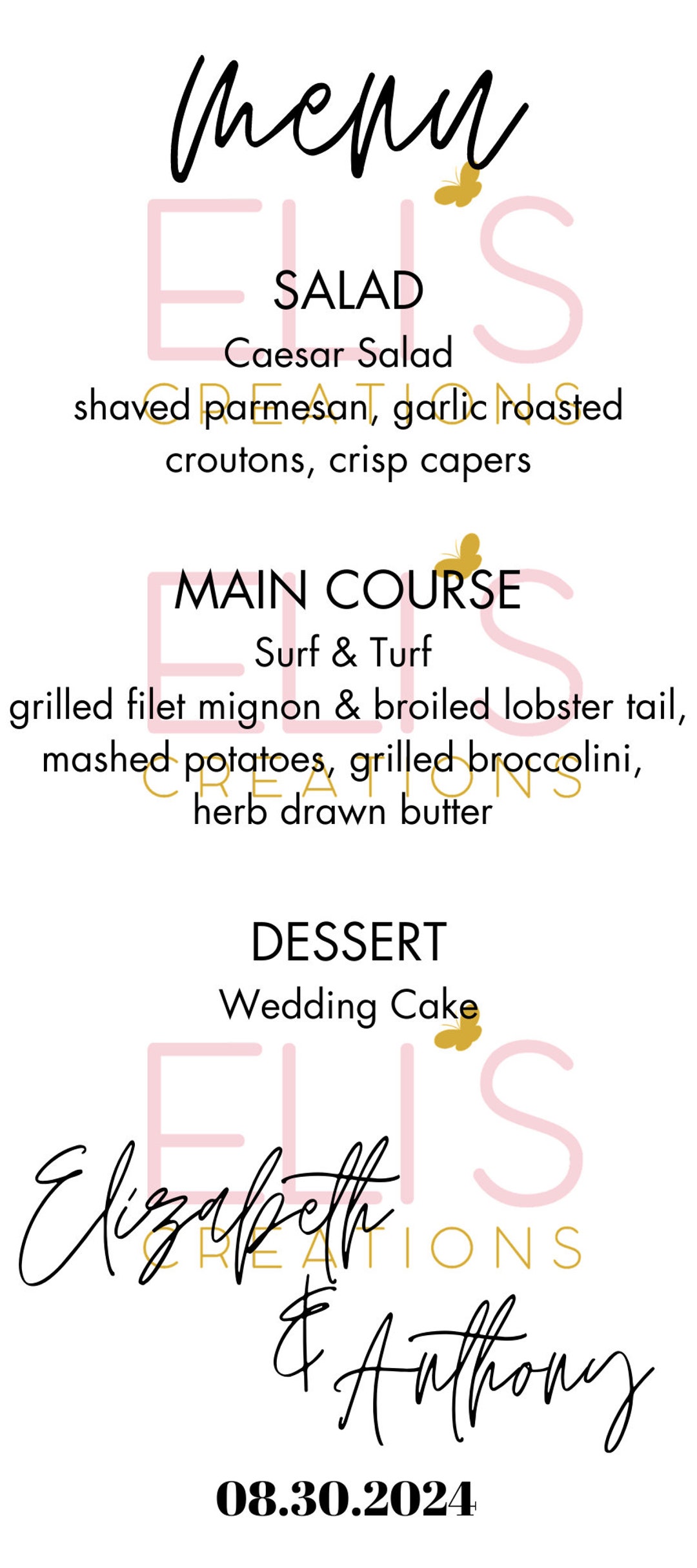 Wedding Menu Template Modern Script Modern Wedding Table - Etsy