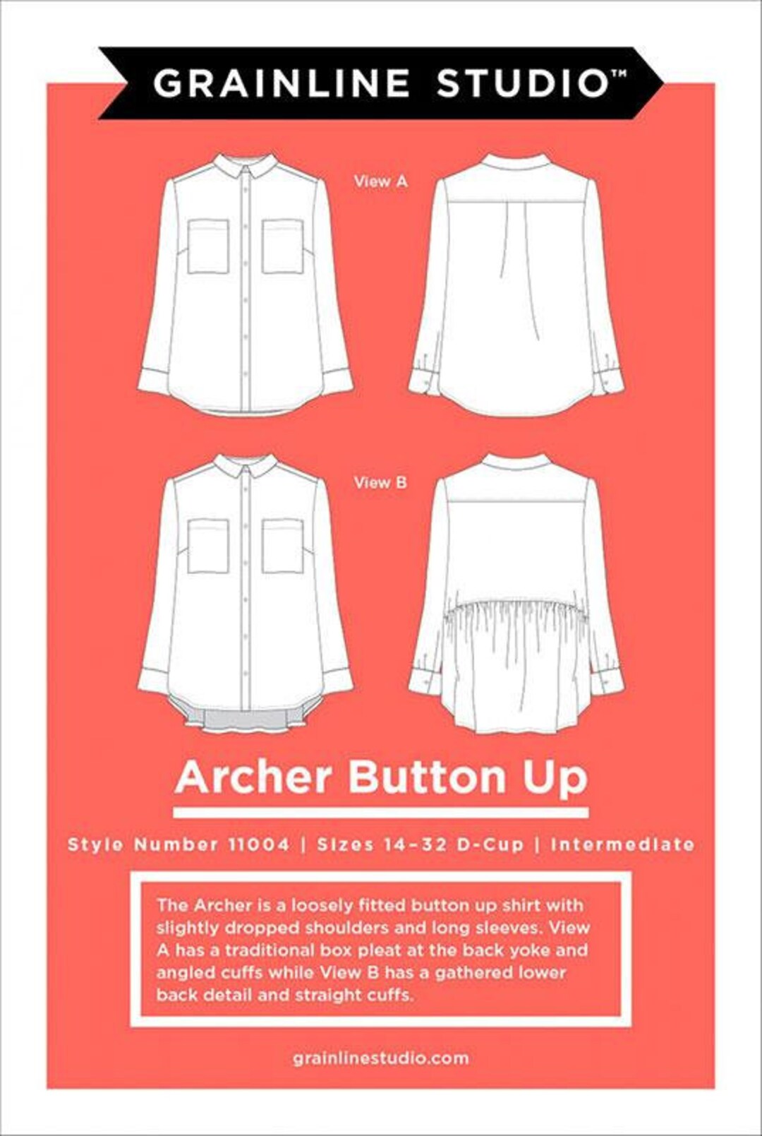 The Archer Button up Shirt Pattern sizes 14-32 Grainline - Etsy
