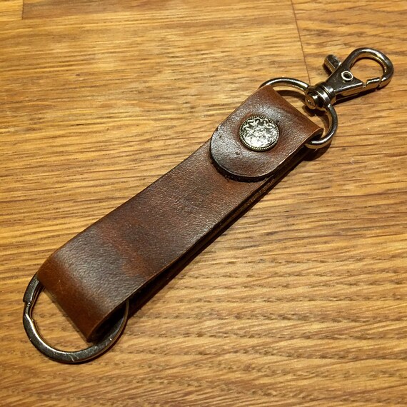 Leather Concho Keychain Key Fob Free Personalization Key | Etsy