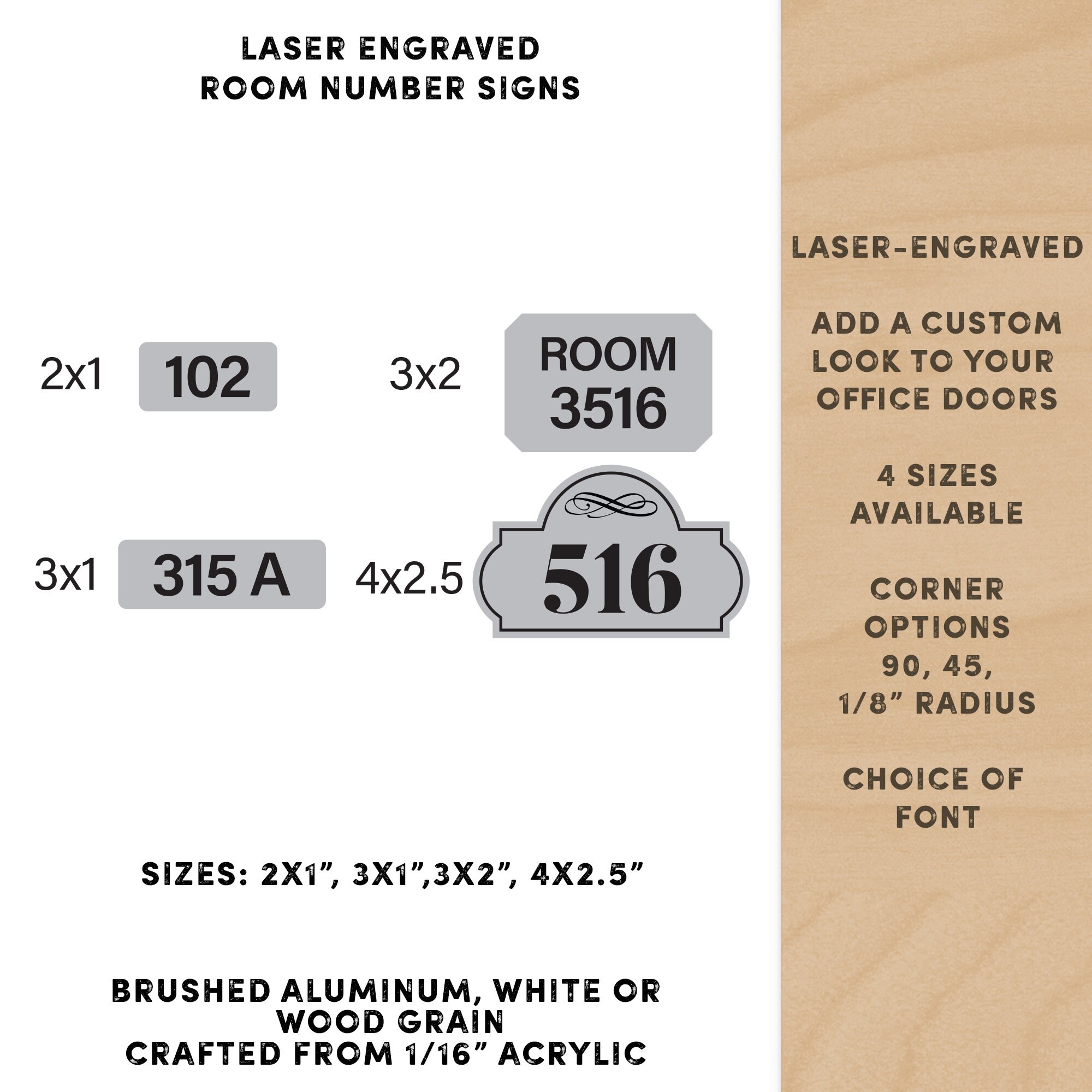 Custom Laser Engraved Room Signs Office Door Signs - Etsy