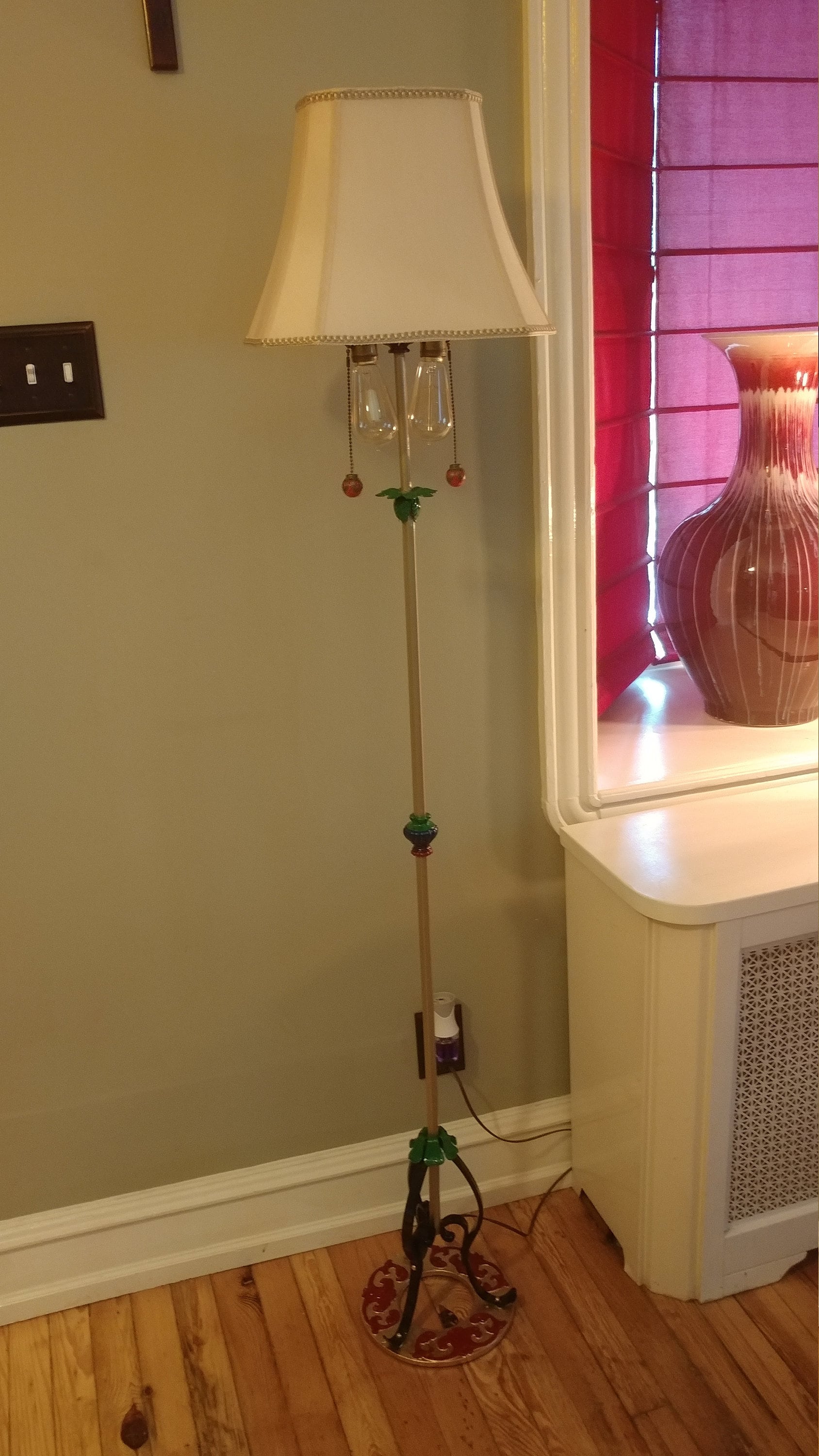 Floor Lamp Repurposed Antique Base Vintage Shade Hand Crafted Elegant ...