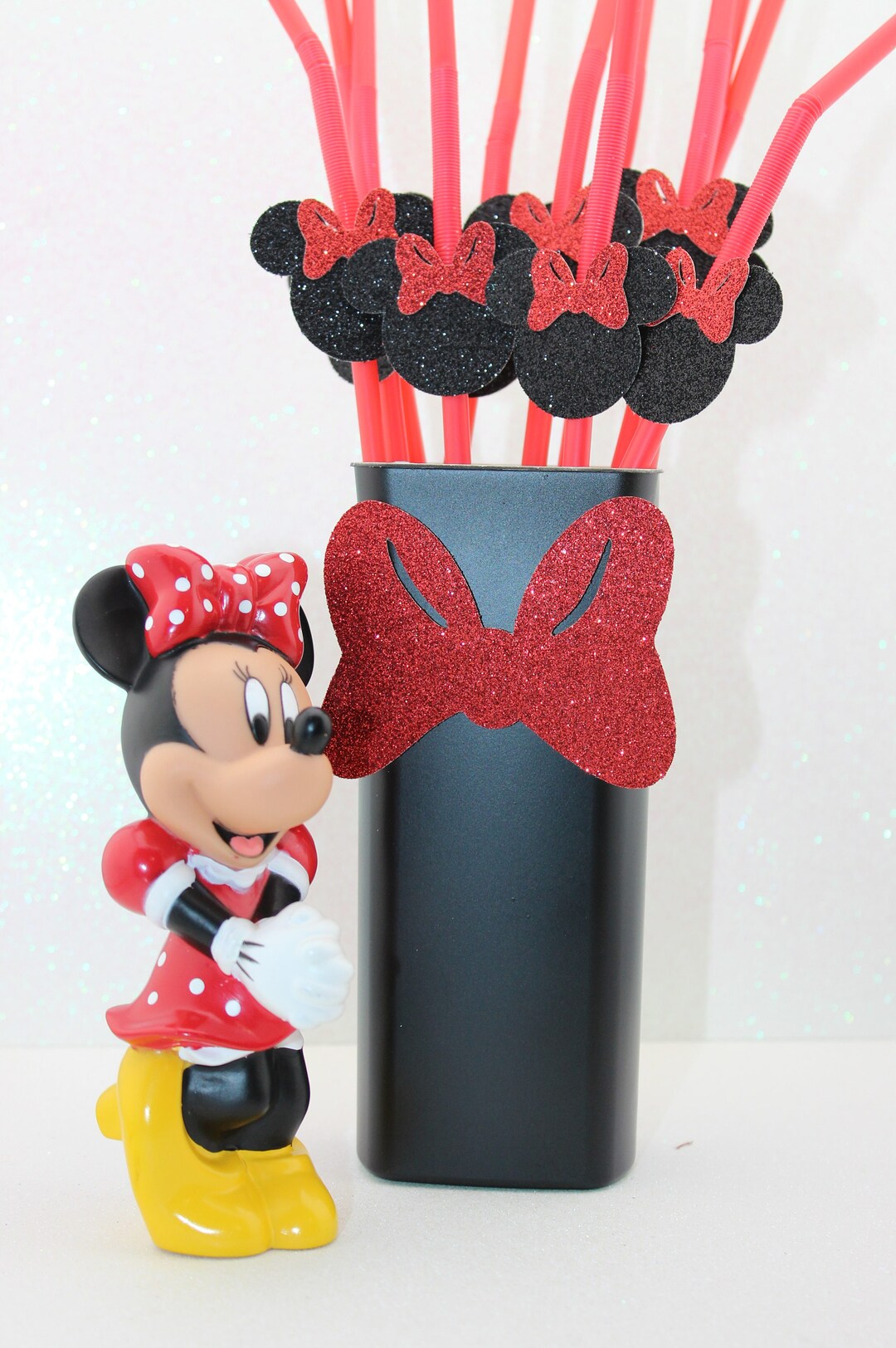 Minnie Mouse Straws, Red Minnie Mouse Straws, Minnie Mouse Birthday ...
