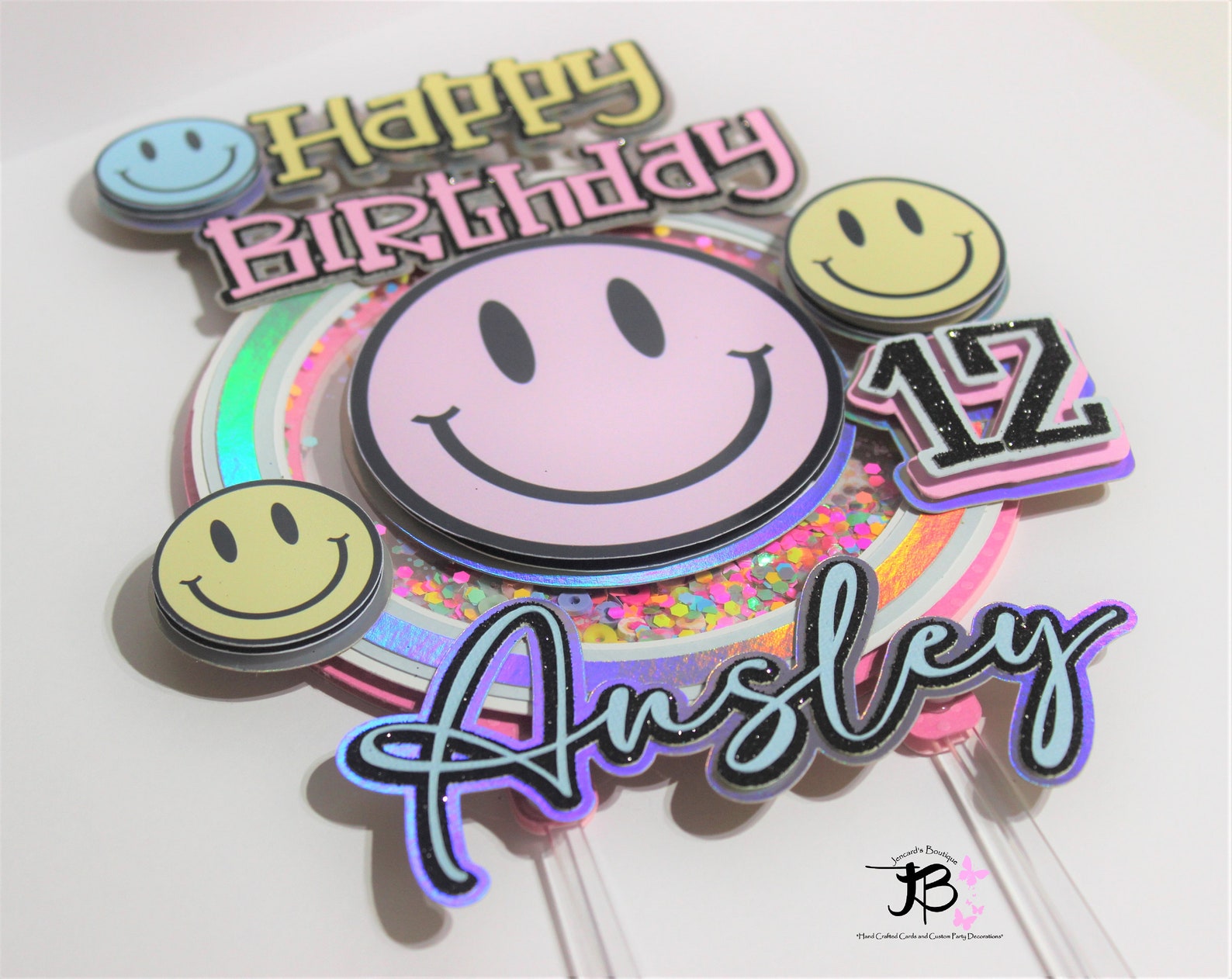 Smiley Cake Topper Preppy Cake Topper Smile Cake Topper - Etsy