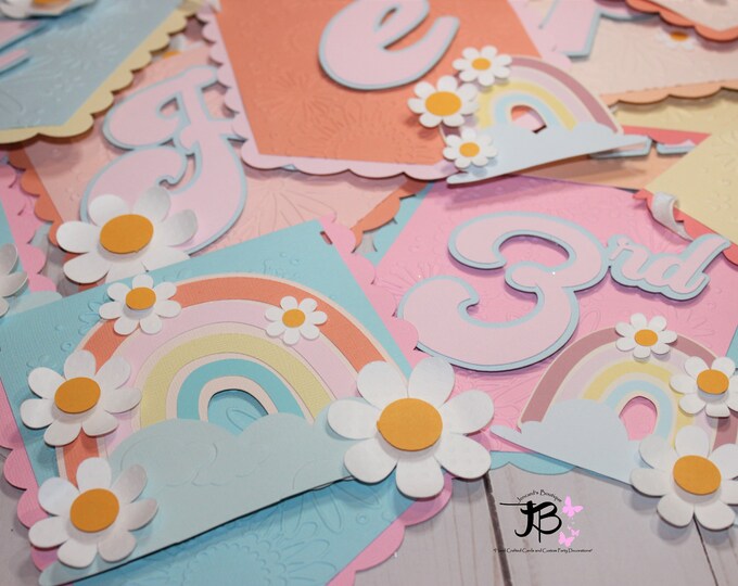 Rainbow Banner, Boho Banner, Hippie Banner, Retro Banner, Two Groovy ...