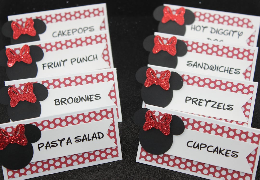 12 Minnie Mouse Food Labels, Minnie Mouse Birthday, Minnie Mouse Place ...