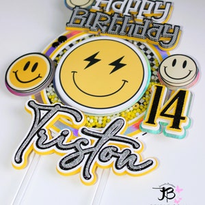 Smiley Cake Topper, Preppy Cake Topper, Smile Cake Topper, Groovy Cake ...