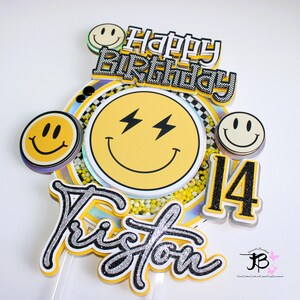 Smiley Cake Topper, Preppy Cake Topper, Smile Cake Topper, Groovy Cake ...