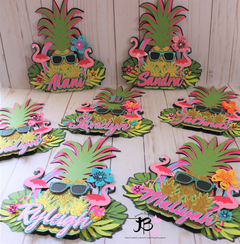 Luau Cake Topper, Tropical Pineapple Cake Topper, Hawaiian Cake Topper ...