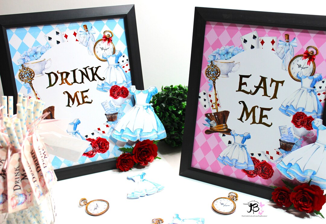 Alice in Wonderland Table Sign, Alice in Wonderland Eat Me Sign, Alice ...