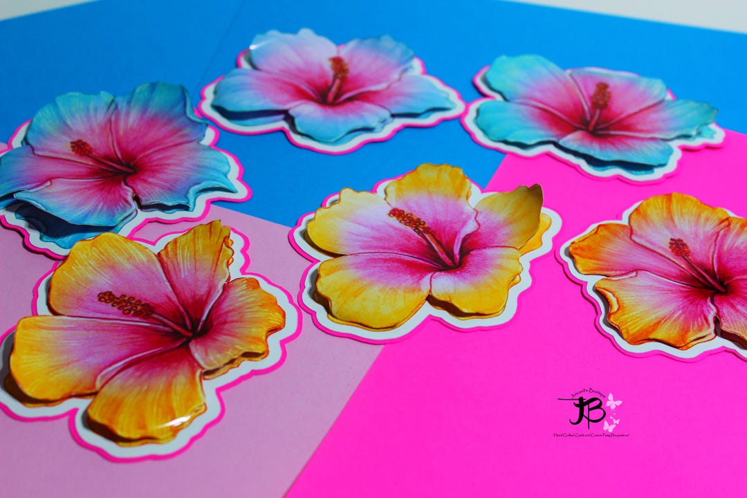 Hibiscus Flowers Cutouts, Hawaiian Flowers Cutouts, Luau Flowers ...