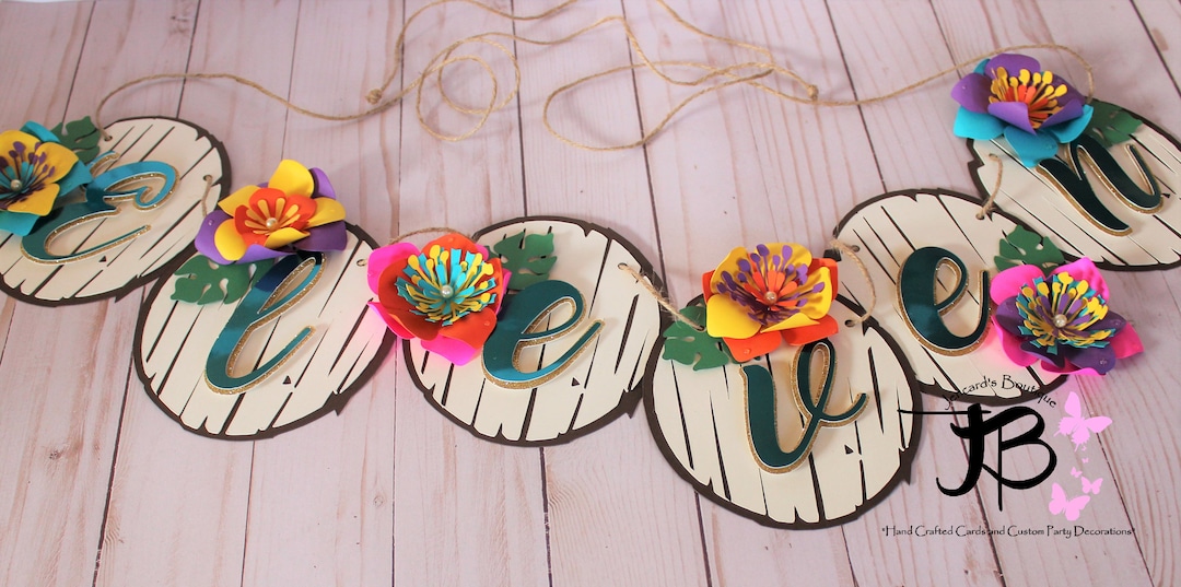 Luau Banner, Tropical Flowers Banner, Hawaiian Birthday Banner, Luau ...
