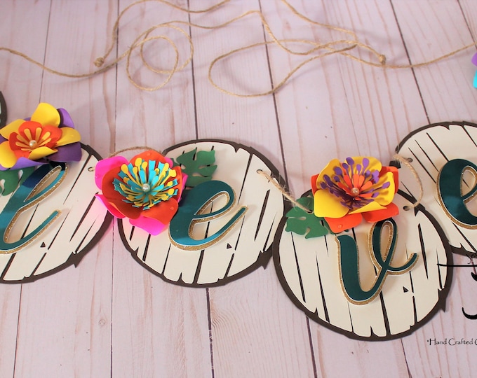 Luau Banner, Tropical Flowers Banner, Hawaiian Birthday Banner, Luau ...
