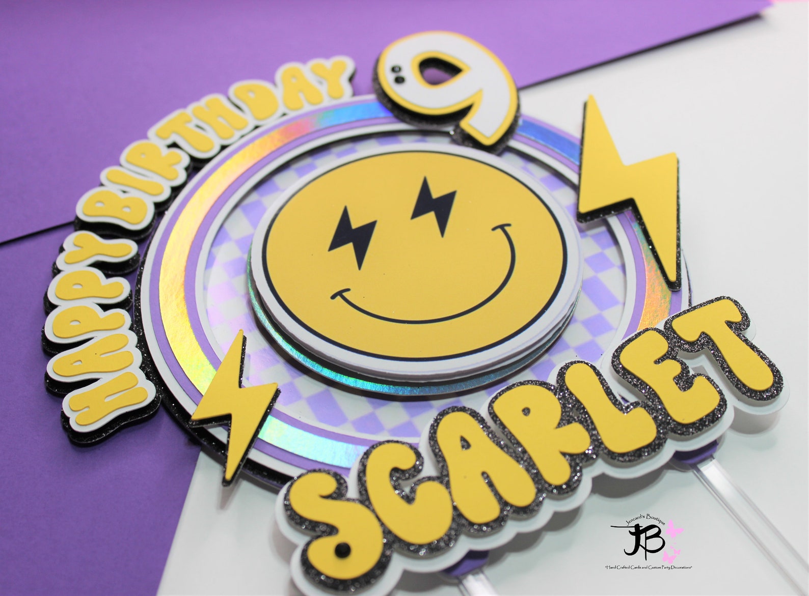 Smiley Cake Topper Preppy Cake Topper Smile Cake Topper Groovy Cake