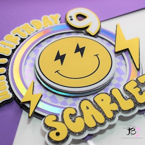 Smiley Cake Topper, Preppy Cake Topper, Smile Cake Topper, Groovy Cake ...