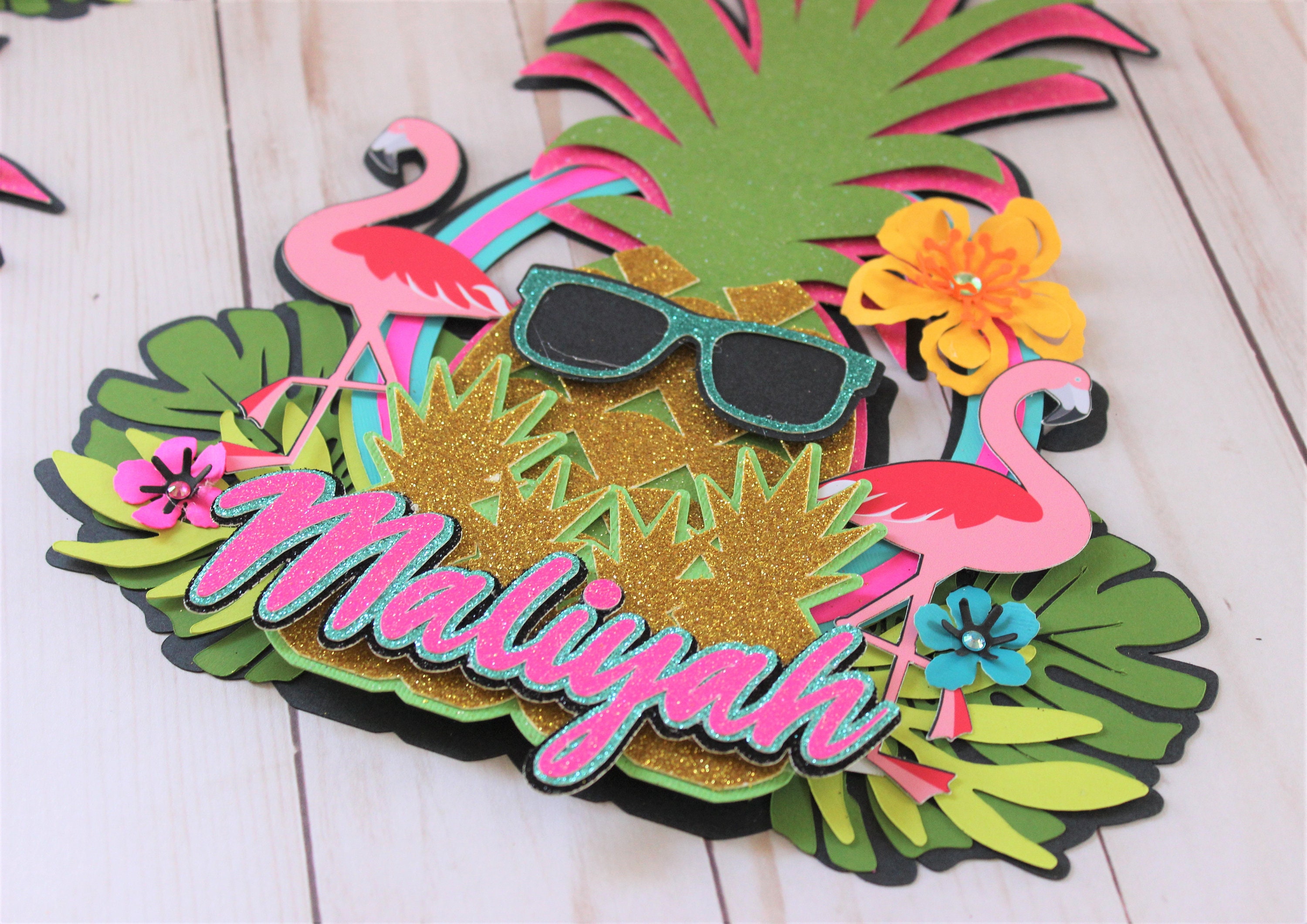 Luau Cake Topper, Tropical Pineapple Cake Topper, Hawaiian Cake Topper ...