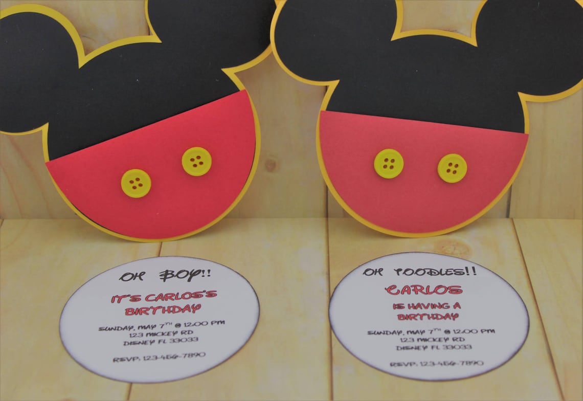 Handmade Mickey Mouse Invitations Mickey Birthday - Etsy