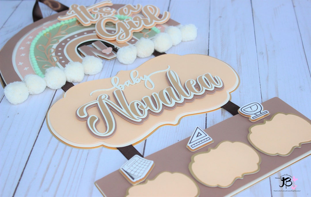 Baby Announcement Door Sign, Rainbow Baby Door Sign, Baby Birth ...