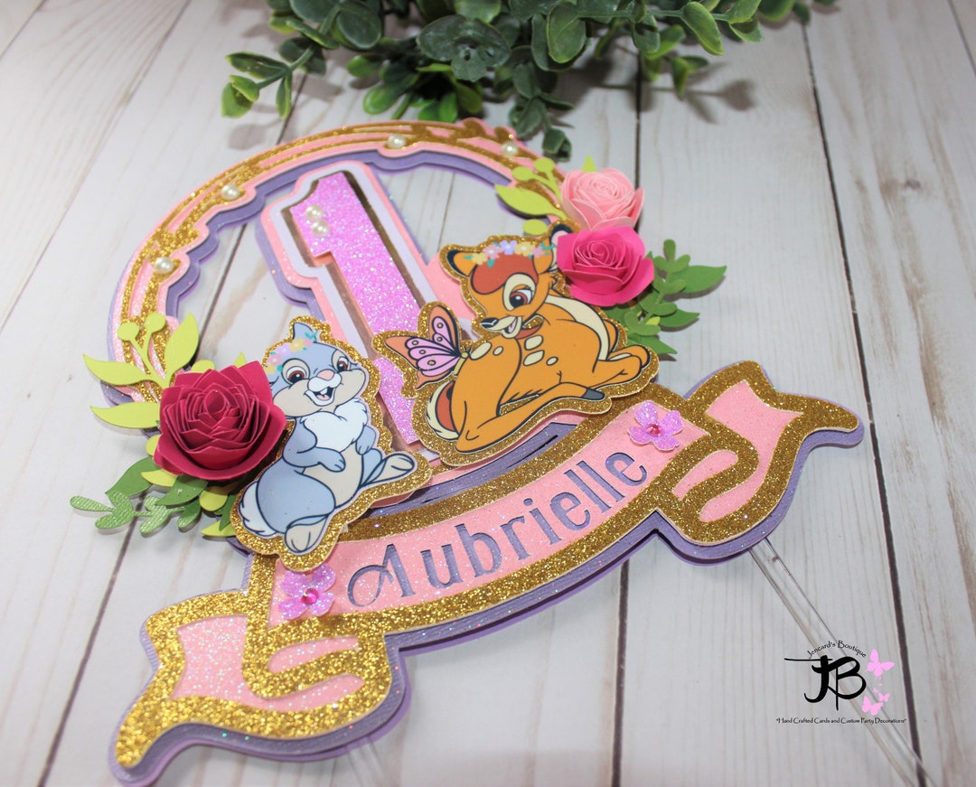 Bambi Cake Topper, Bambi Floral Cake Topper, Bambi First Birthday Cake ...