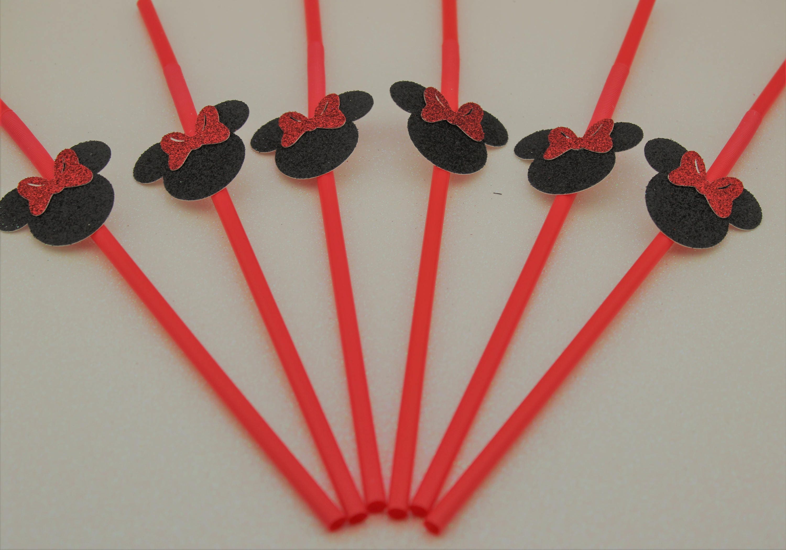 Minnie Mouse Straws, Red Minnie Mouse Straws, Minnie Mouse Birthday ...