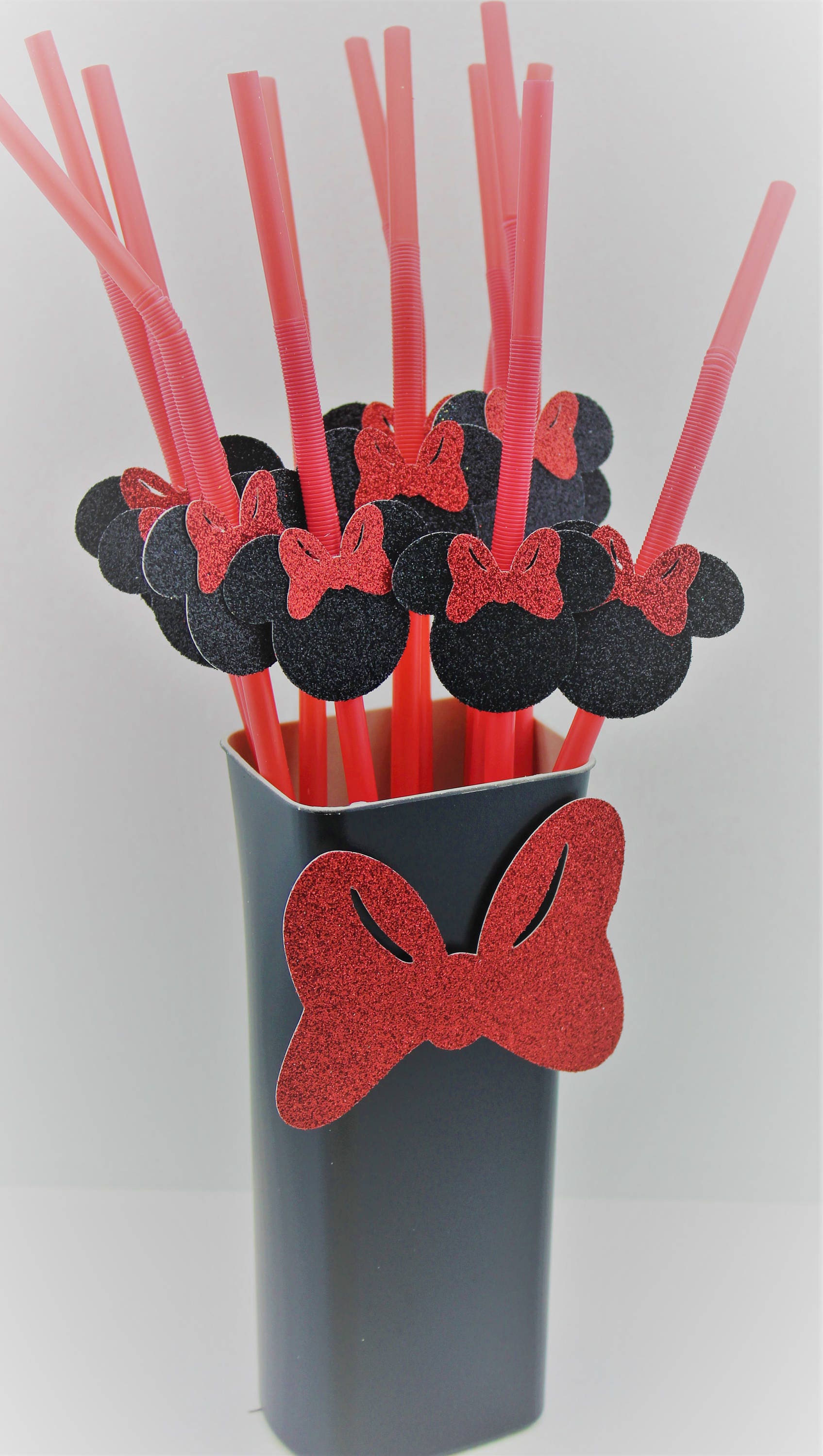Minnie Mouse Straws, Red Minnie Mouse Straws, Minnie Mouse Birthday ...