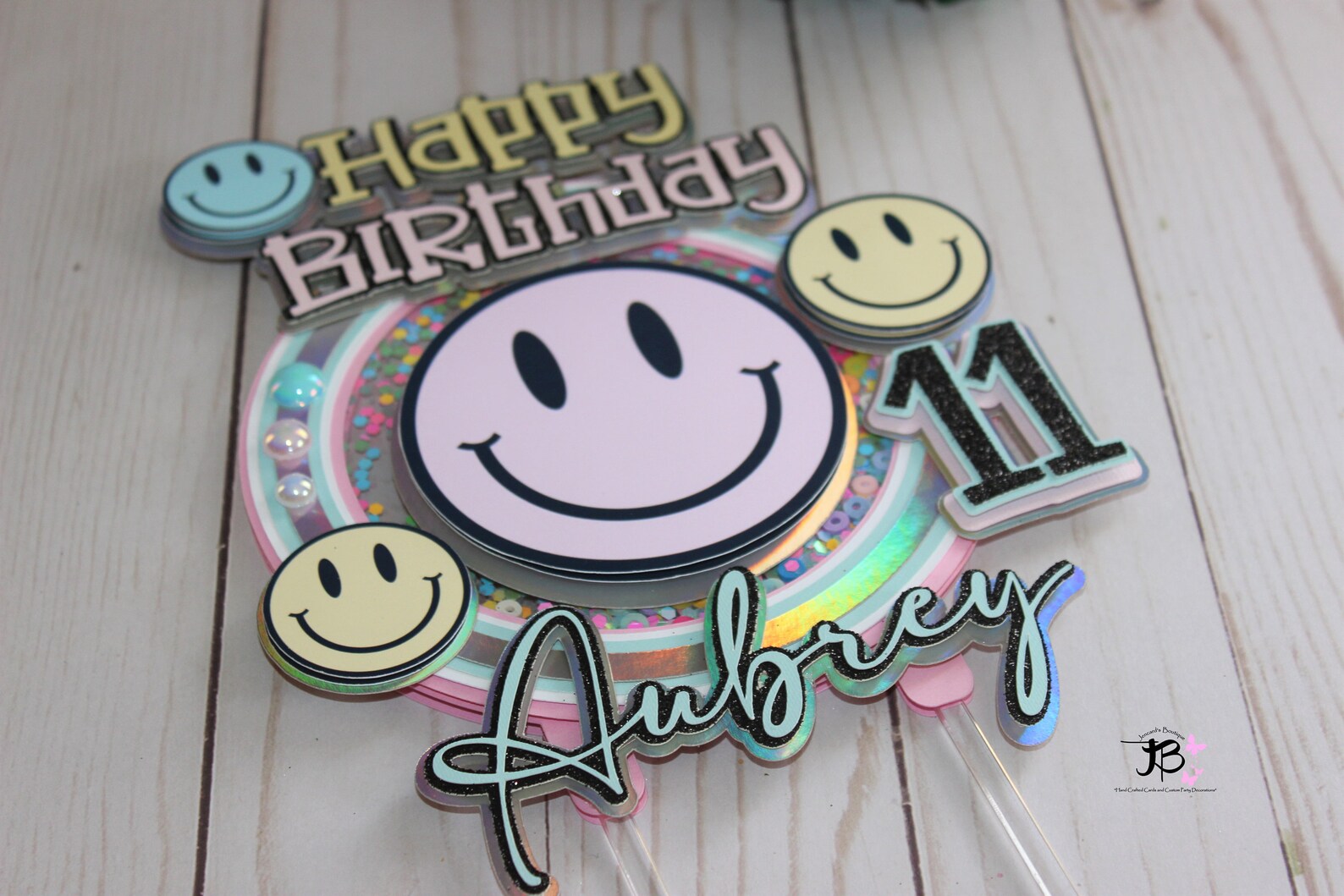 Smiley Cake Topper Preppy Cake Topper Smile Cake Topper - Etsy