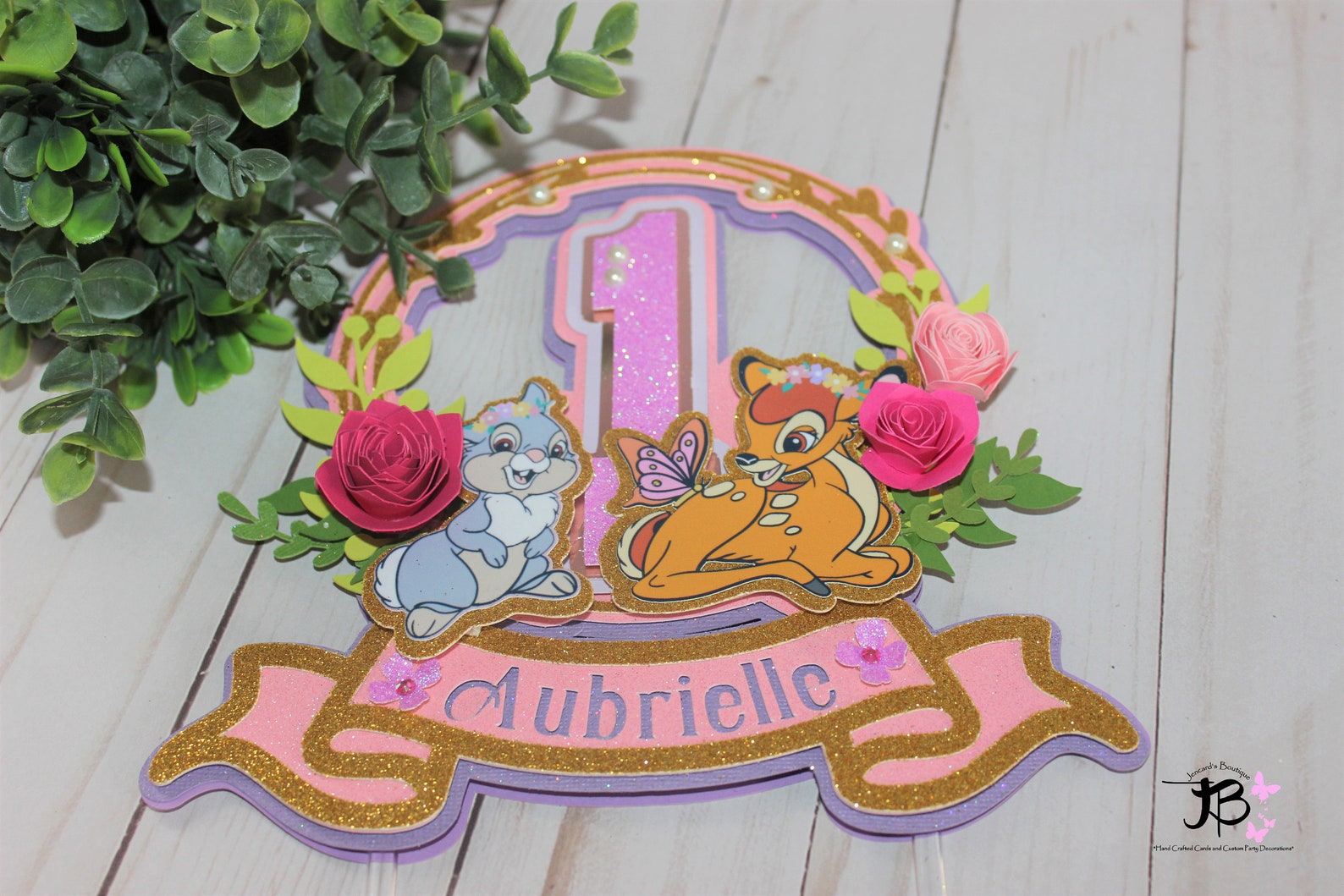 Bambi Cake Topper Bambi Floral Cake Topper Bambi First - Etsy