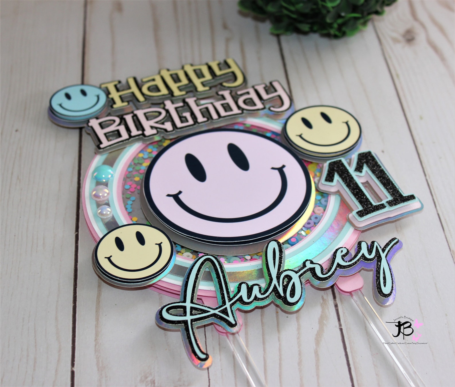 Smiley Cake Topper Preppy Cake Topper Smile Cake Topper - Etsy