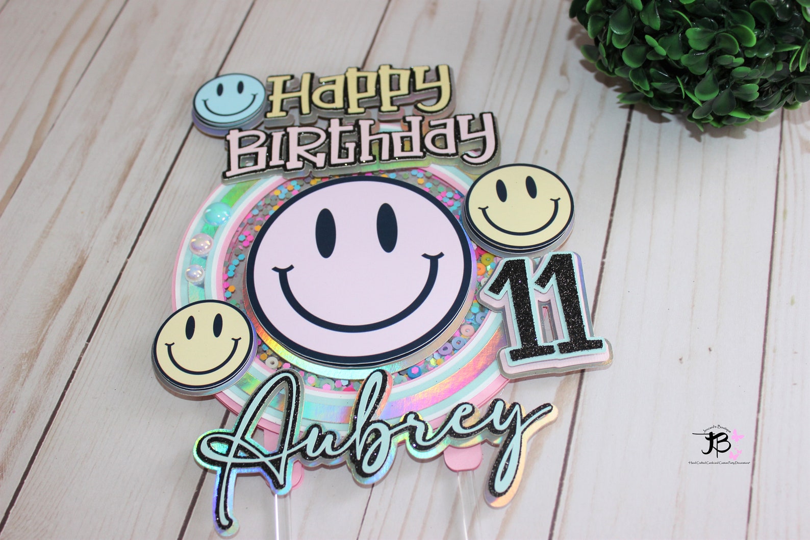 Smiley Cake Topper, Preppy Cake Topper, Smile Cake Topper, Groovy Cake ...