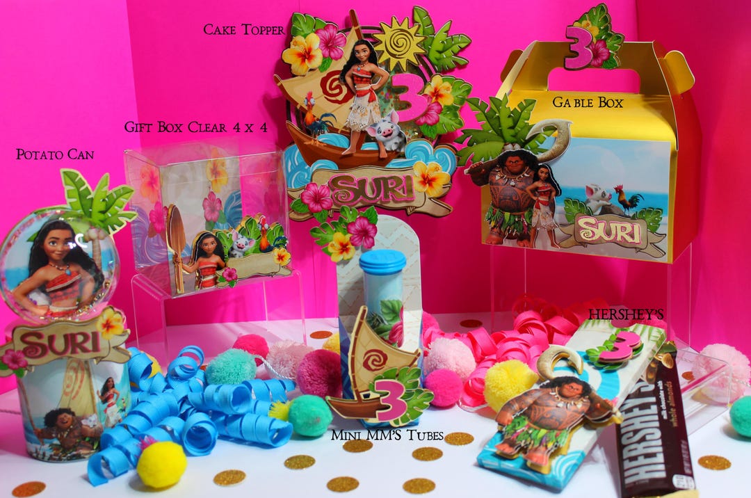 Moana Favor Boxes, Moana Gable Boxes, Moana Treat Bags, Moana Party ...