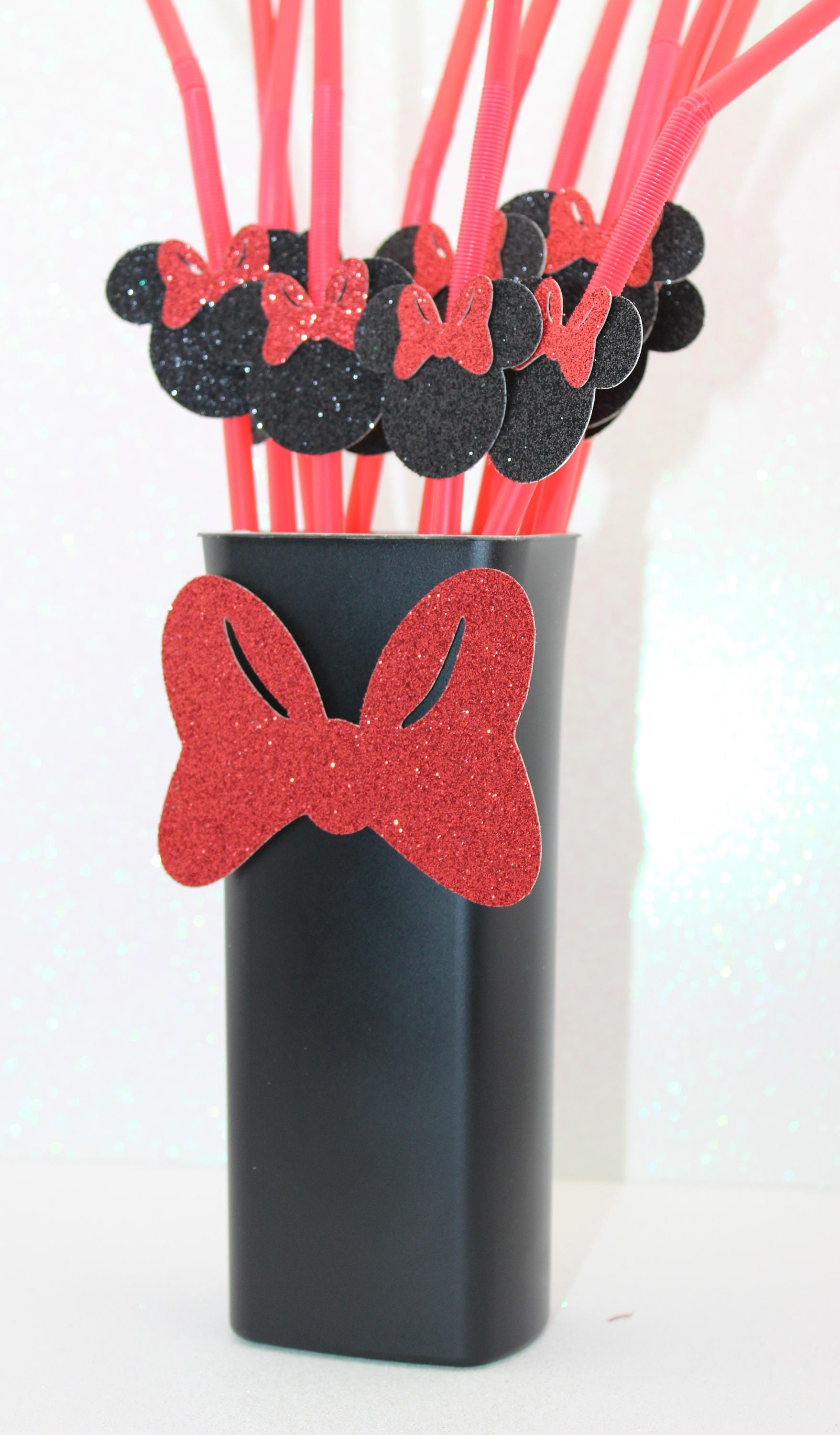 Minnie Mouse Straws, Red Minnie Mouse Straws, Minnie Mouse Birthday ...