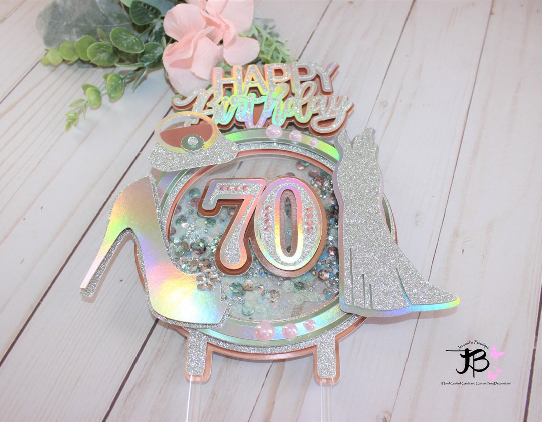70th Birthday Cake Topper, Custom Birthday Cake Topper, Glamorous Cake ...