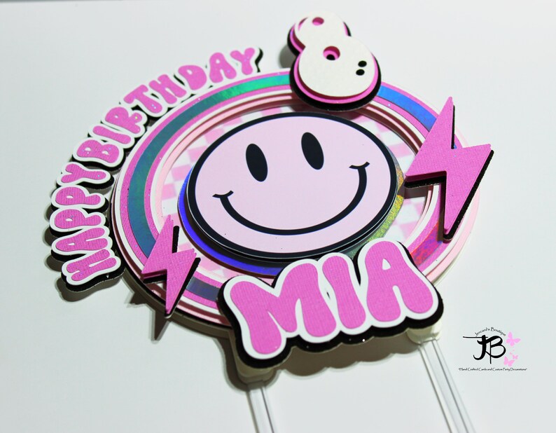 Smiley Cake Topper, Preppy Cake Topper, Smile Cake Topper, Groovy Cake ...