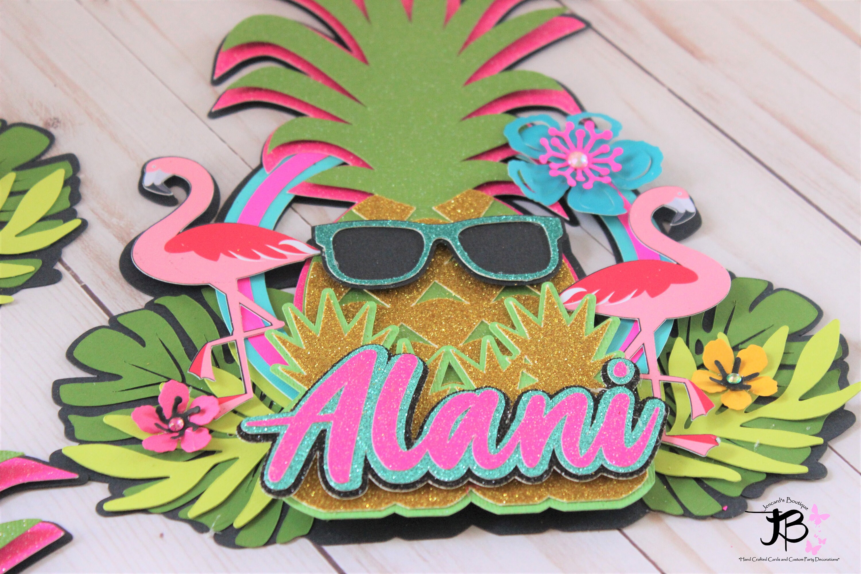 Luau Cake Topper, Tropical Pineapple Cake Topper, Hawaiian Cake Topper ...