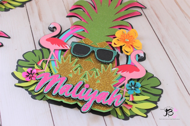 Luau Cake Topper, Tropical Pineapple Cake Topper, Hawaiian Cake Topper ...