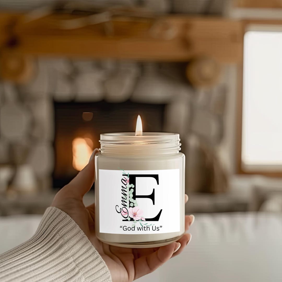 Personalized Candle, Initial Letter, Customized Bible Name Meaning ...