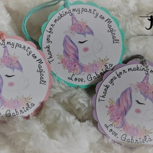Unicorn Party Favor Tags, Unicorn Thank You Tags, Unicorn 1st Birthday ...