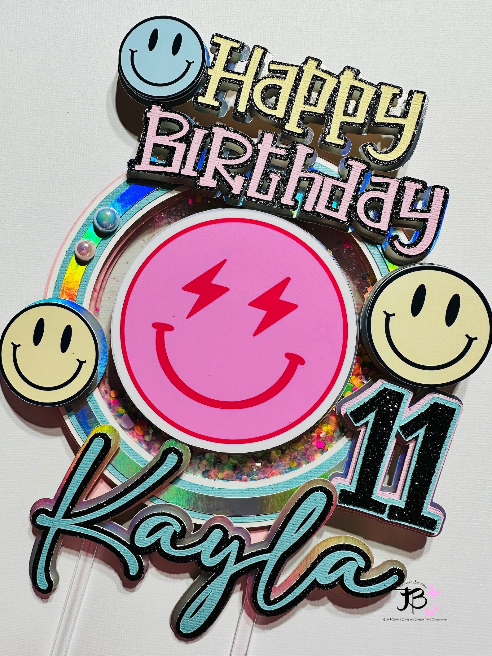 Smiley Cake Topper Preppy Cake Topper Smile Cake Topper - Etsy