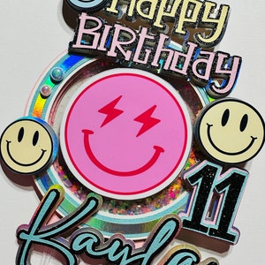 Smiley Cake Topper, Preppy Cake Topper, Smile Cake Topper, Groovy Cake ...